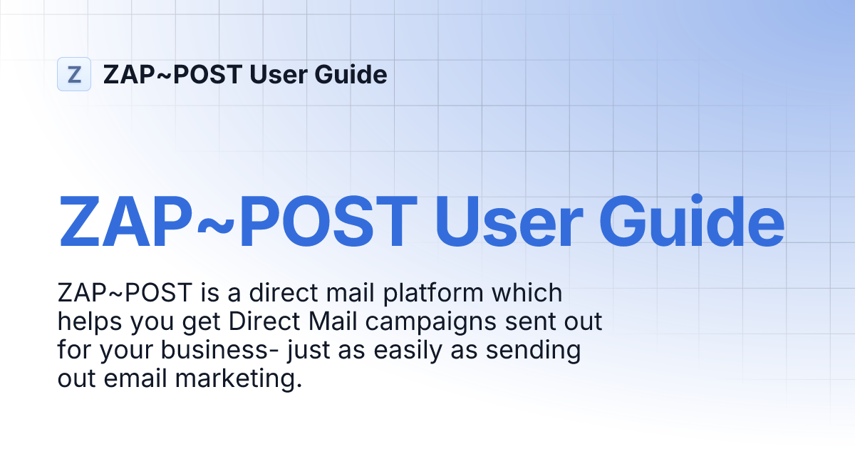 ZAP~POST User Guide | ZAP~POST User Guide